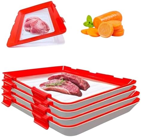YCBTREE 4 Piece Food Storage Tray with Elastic Film, Cold Cuts and ...