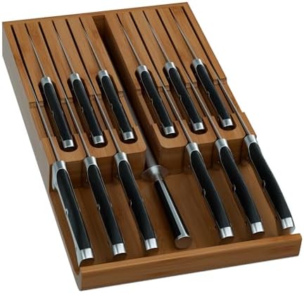 Amazon.com: KNIFEdock Knife Drawer Organizer - Bamboo In-Drawer Kitchen ...