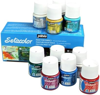 Pebeo Setacolor Light Fabrics Glitter Initiation Set of 10 Assorted ...