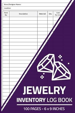 Jewelry Inventory Log Book: Jewelry Stock Management Logbook | Jewelry ...