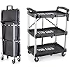 Amazon.com: FUTURELAB Portable Folding Service Cart - 3 Tier 330LBS Capacity - Rolling Utility ...