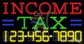 Amazon.com: Income Tax LED Business Sign 17" Tall x 32" Wide x 1" Deep ...