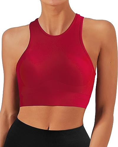 FRESOUGHT Womens Workout Tops wtih Bulit in Bra Sleeveless Low Impact ...