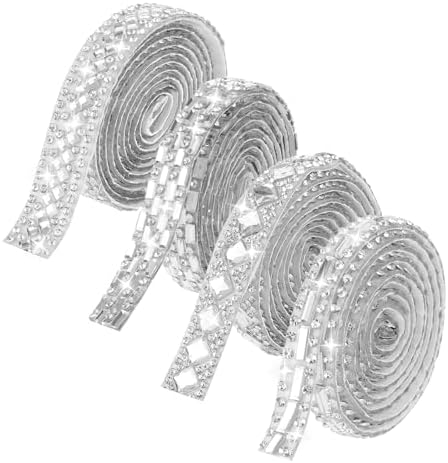 Amazon.com: Juexica 4 Yards Self Adhesive Rhinestone Ribbons 4 Styles ...