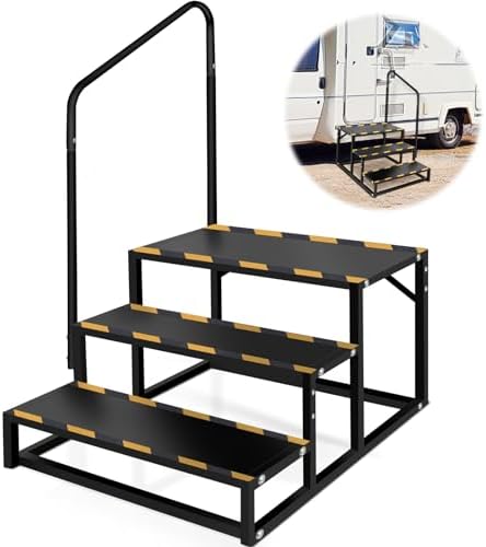Amazon.com: Gyykzz 3 Step RV Stairs with Handrail, Hot Tub Steps ...