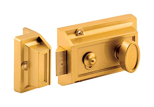 Prime-Line Night Latch SGL Cylinder - Gold Modern Rim Lock - Door Locks ...