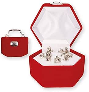 Amazon.com: Metal Nativity Scene in a Velvet Gift Box with 5 Figures ...