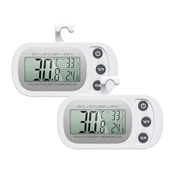 Trifecta Plastic Digital Thermometer 2 Pack, Waterproof Fridge and ...