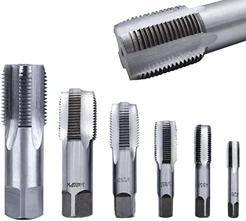 OBPSFY 6 Pcs BSP Pipe Tap Set, 1/8", 1/4", 3/8", 1/2",3/4",1" Pipe ...