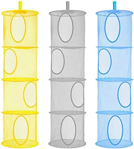 LIVEHITOP Hanging Toy Storage 4 Tier, 3 PCS Foldable Save Space Teddy ...