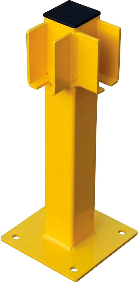 20 in. Steel Lift-Out Guard Rail Corner Post Single-Rail - Yellow