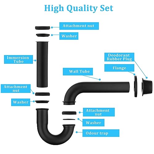 OPERMAXER Universal Siphon [Extra Long 200 mm Immersion Pipe] for Sinks ...