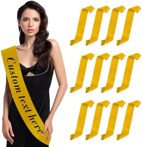 Amazon.com: Gold Sash 12 Pcs Sashes Gold Blank Sash Bulk Prom Queen ...
