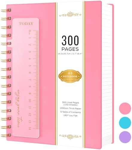 NIRMIRO Notebook Notepad A5, 300 Pages Wirebound Spiral Notebooks for ...