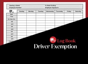 Driver Exemption Log Book: Driver's Daily Log Book For Short-Haul ...