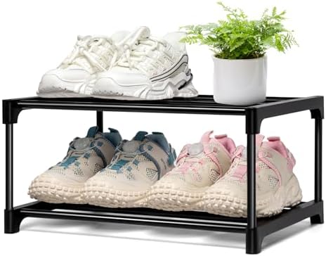 Small Shoe Rack Stackable Shoe Rack Small 2 Tier, Black Shoe Racks ...