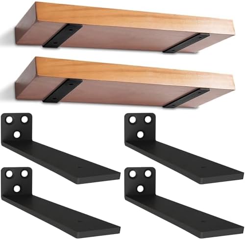10 inch Floating Shelf Brackets, 4 Pack Heavy Duty L Shelves Brackets ...