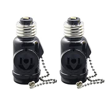 Uonlytech 2 Pcs 2 Outlets Light Socket Adapter Light Pull Chain Adapter ...