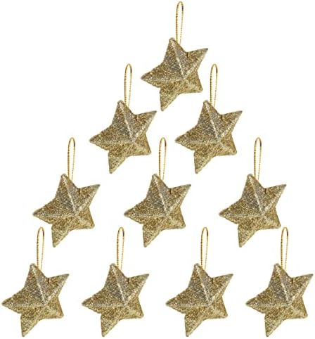 Amazon.com: Hollowfly 24 Pcs Gold 3D Glitter Star Ornaments for ...