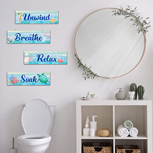 4 Pieces Under the Sea Bathroom Decor Ocean Beach Summer Wood Relax ...