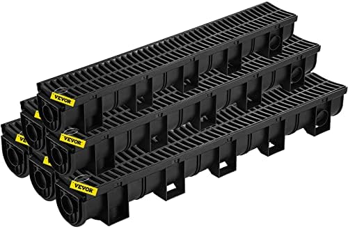 VEVOR Trench Drain System with Plastic Grate, 5.9x5.1-Inch HDPE Channel ...