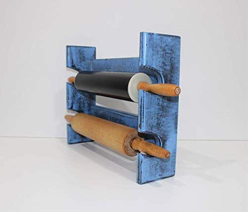 Amazon.com: Country Blue Rolling Pin Rack with Two Slots - Blue Rolling ...