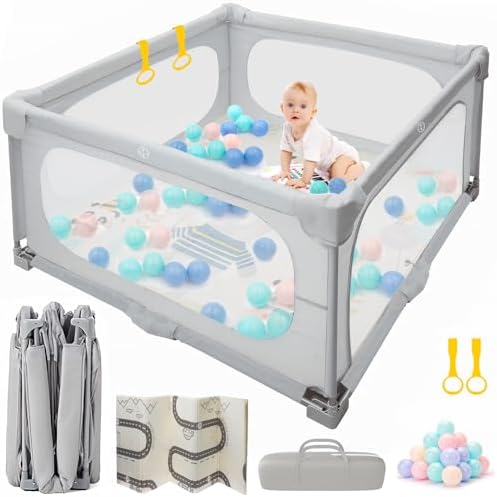 Amazon.com : Woonyee Baby Playpen with Mat, Folding Playpen for Toddler ...