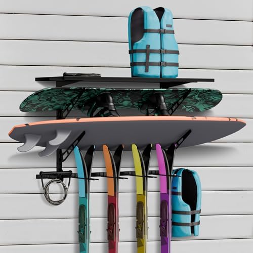 Amazon.com: Aking Ace Wall Mount Ski Storage Rack,Garage Snowboard ...