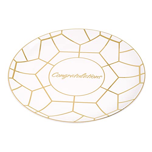 STACKABLES ~ Pack of 20 Party Plates ~ White & Gold Congratulations ...