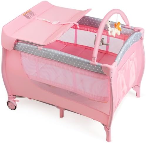 Maxmass 3 in 1 Baby Travel Cot, Infant Bedside Sleeper with Changing ...