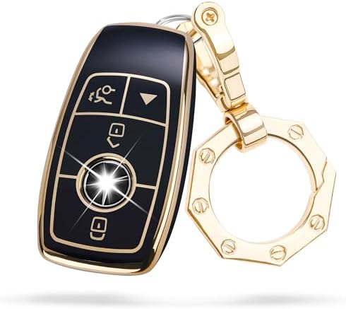 Amazon.com: UTFT-17 For Mercedes Benz Key fob Cover,gold Keychain,with ...