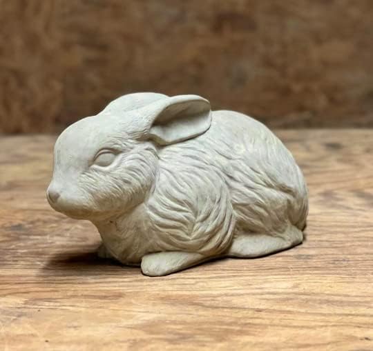 Amazon.com : Concrete Rabbit Figure Realistic Sitting Bunny Figure ...