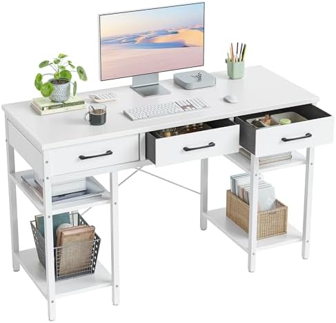 Amazon.com: CubiCubi 47 Inch Computer Desk with 3 Drawers and Storage ...
