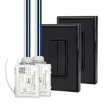 RunLessWire Wireless Light Switch Kit Battery-Free 150ft RF Range ...
