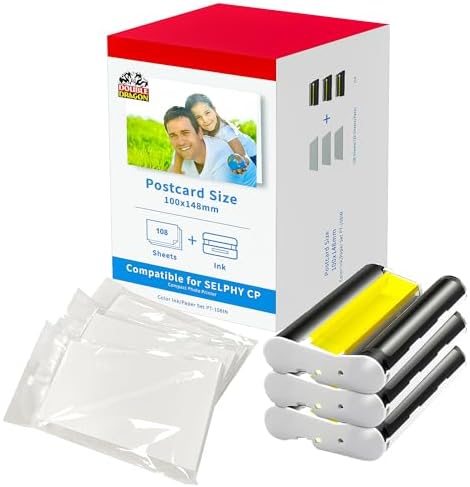 Double Dragon Replacement for Canon Selphy CP1300 KP-108IN Ink and ...