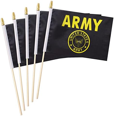Amazon.com : 25 Pack US Army Golden Crown Flag Small Mini Flag Wood ...