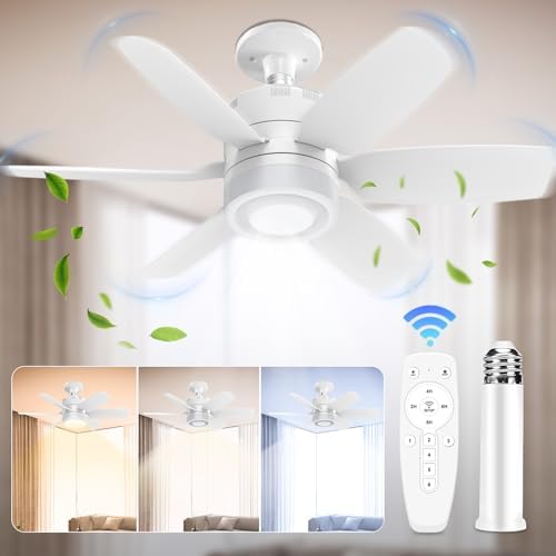 Amazon.com: Socket Fan Light Ceiling Fans with Lights and Remote ...