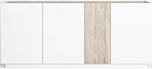HOMIFAB Buffet 4 Portes Blanc et Effet Bois 180 cm - Josie : Amazon.fr ...