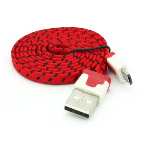 Amazon.com: Selna RED 3ft Premium Braided Flat Micro USB Cable Data ...