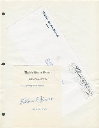Amazon.com: William E. Jenner - Typed Note Signed 03/12/1947 ...