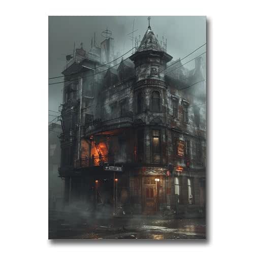 Amazon.com: Spooky gloomy wall art, haunted house art, Poster print ...