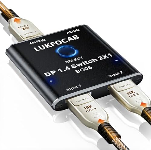 Amazon.com: Displayport Switch 2 in 1 Out, LUKFOCAB 8K DP 1.4 Switcher ...