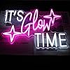It's Glow Time Neon Sign Party Decorations Pink White Letter Neon Light ...