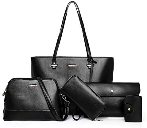 AlwaySky Handbag Set for Women 5 Pack Tote Purse Handbags Set PU ...
