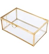 Amazon.com: HighFree Golden Vintage Glass Box, Clear Keepsake Box ...