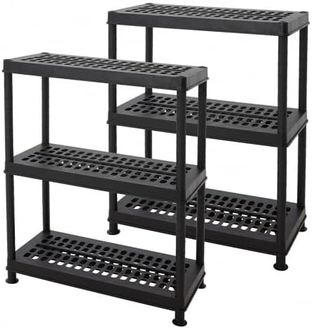 BiGDUG Black Plastic Garage Shelving - 2x Shed & Garage Shelving Units ...