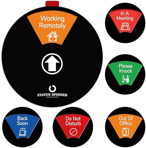 Amazon.com : STATUS SPINNER Out of Office Wheel Sign for Door, Office ...