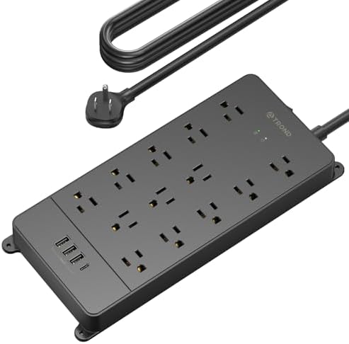 TROND Surge Protector Power Bar with USB C, 4000 Joules, ETL Listed, 13 ...