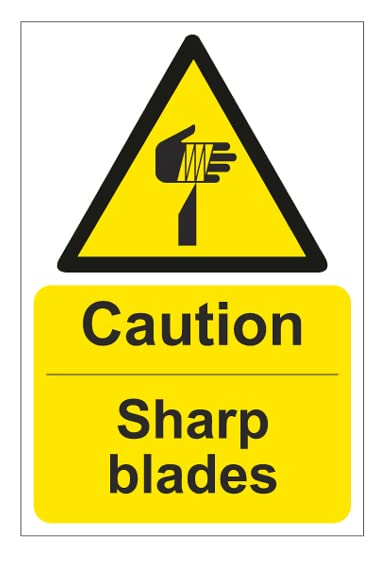 Caution Sharp Blades Sign, Waterproof Sticker Sign : Amazon.in: Office ...