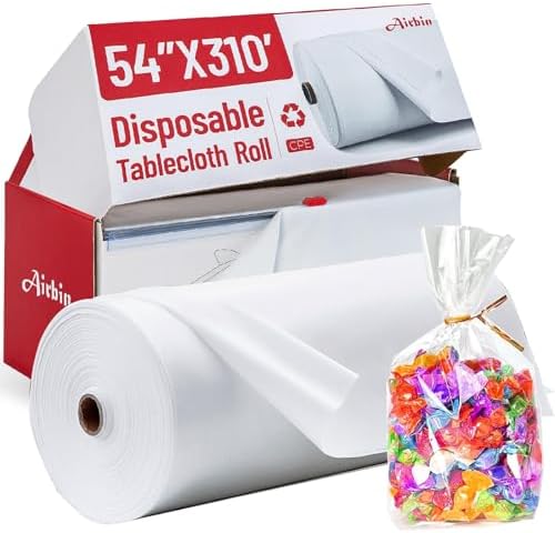 Amazon.com: Plastic TableCloth Roll, 310 Ft x 54 in Disposable ...